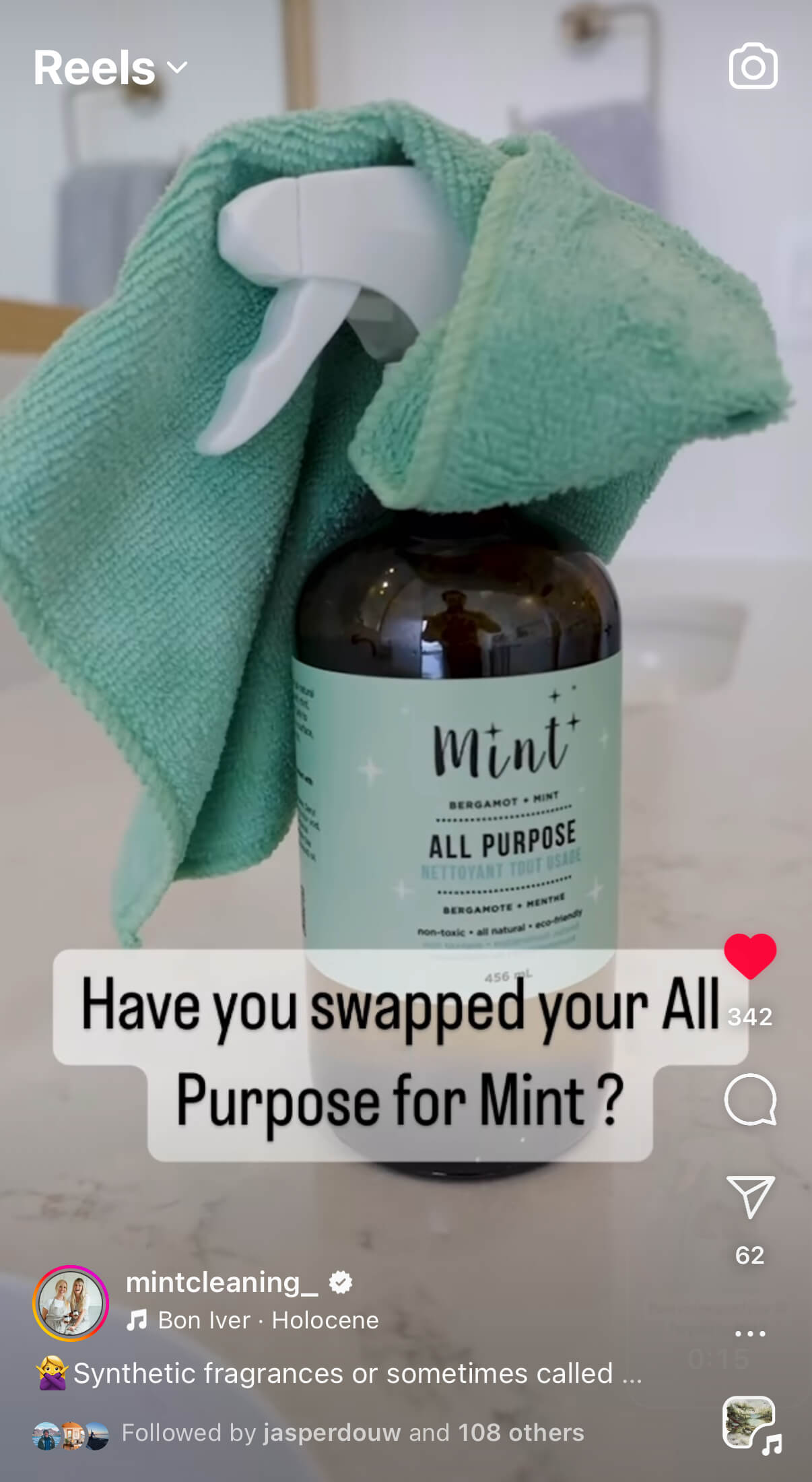Mint Cleaning All-Purpose Cleaner - 456ml Refillable Bottle, Peppermint ...